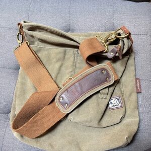 Fossil | Bags | Ahmik Green Canvas Messenger Bag | Poshmark